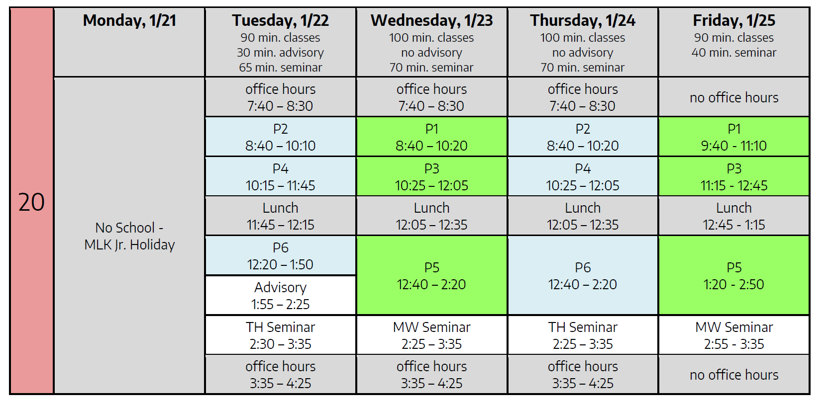 Week 20 Schedule Due Dates Da Vinci Science