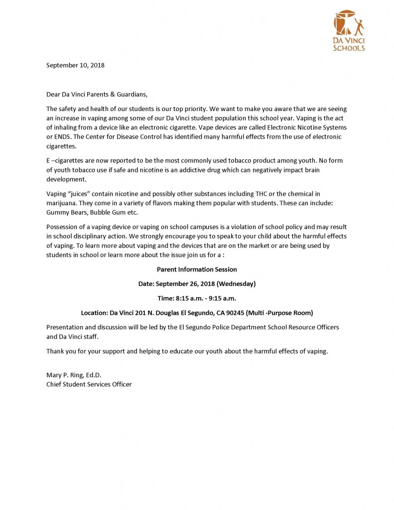 Vaping Memo with Spanish Translation_Page_1 | Da Vinci Science