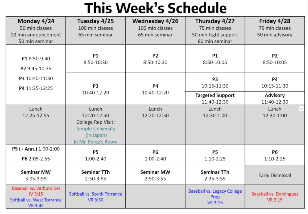 Week 32 Schedule Da Vinci Science